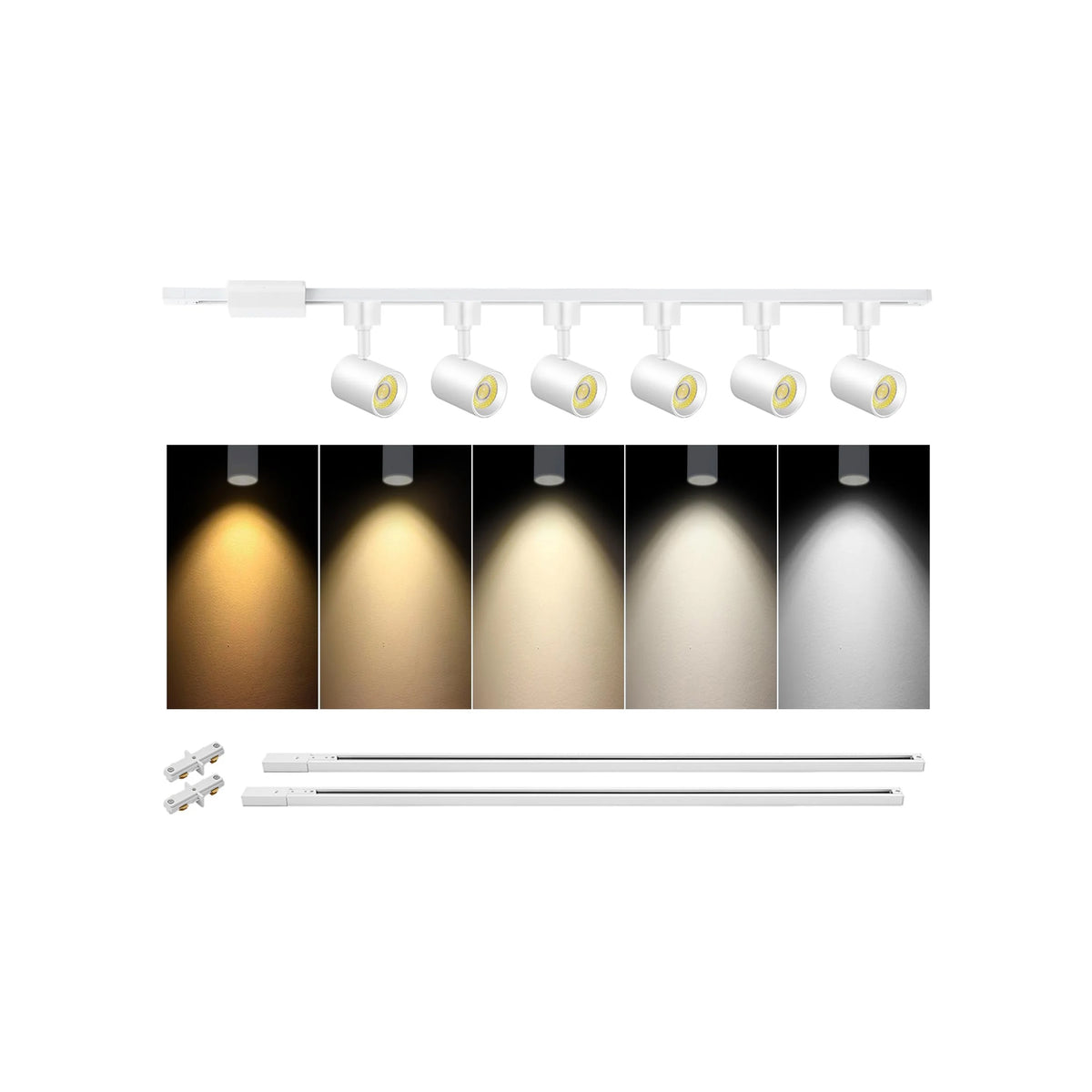 5 Color 6-Light LED Track Lighting Kit with 6.6FT Track Rail and Float ...