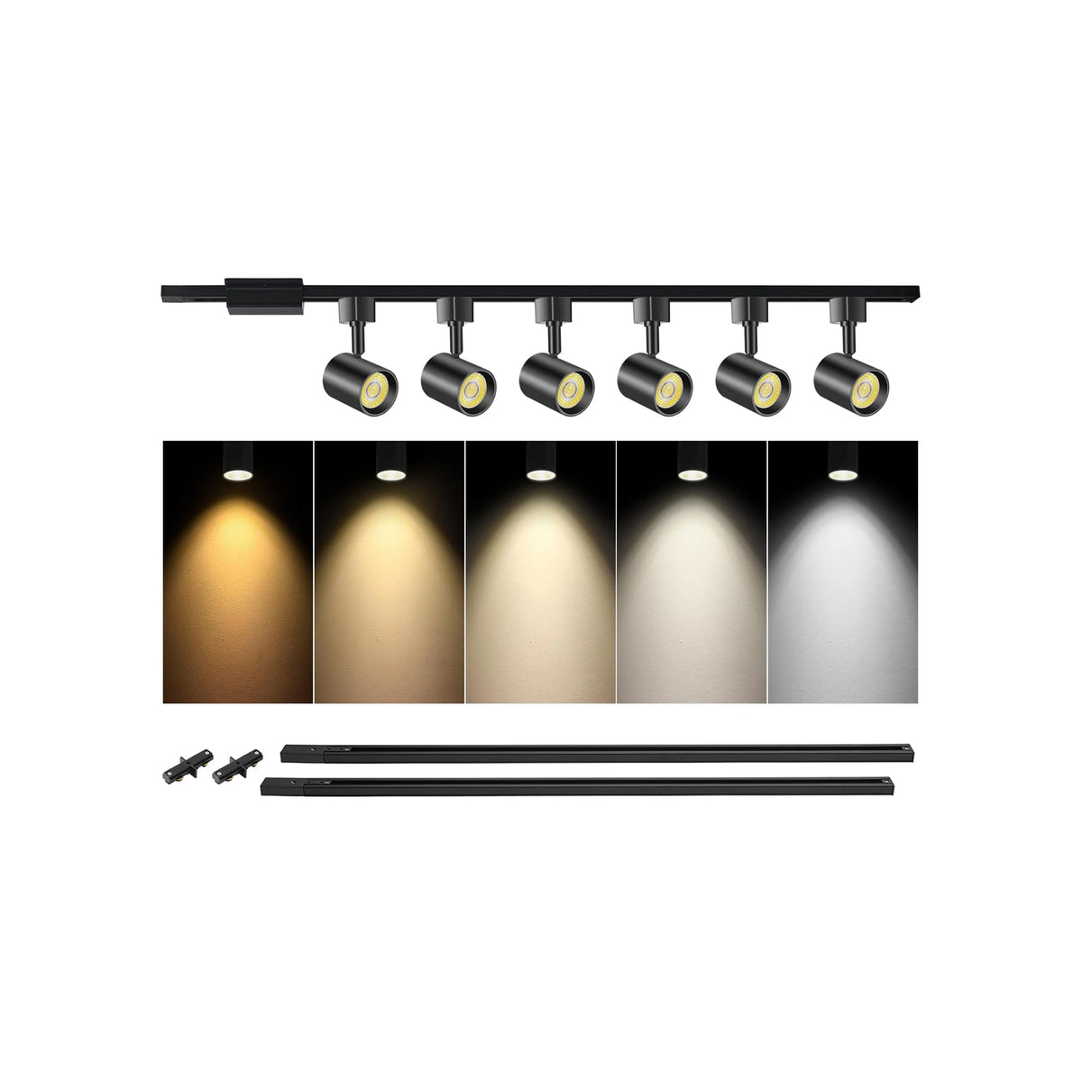 5 Color 6-Light LED Track Lighting Kit with 6.6FT Track Rail and Float ...