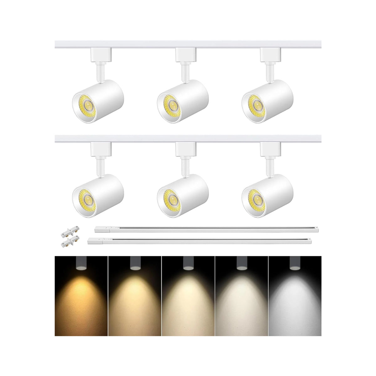 5-Color 6-Light LED Track Lighting Kit with 6.6FT Track Rail, 10W 800l ...
