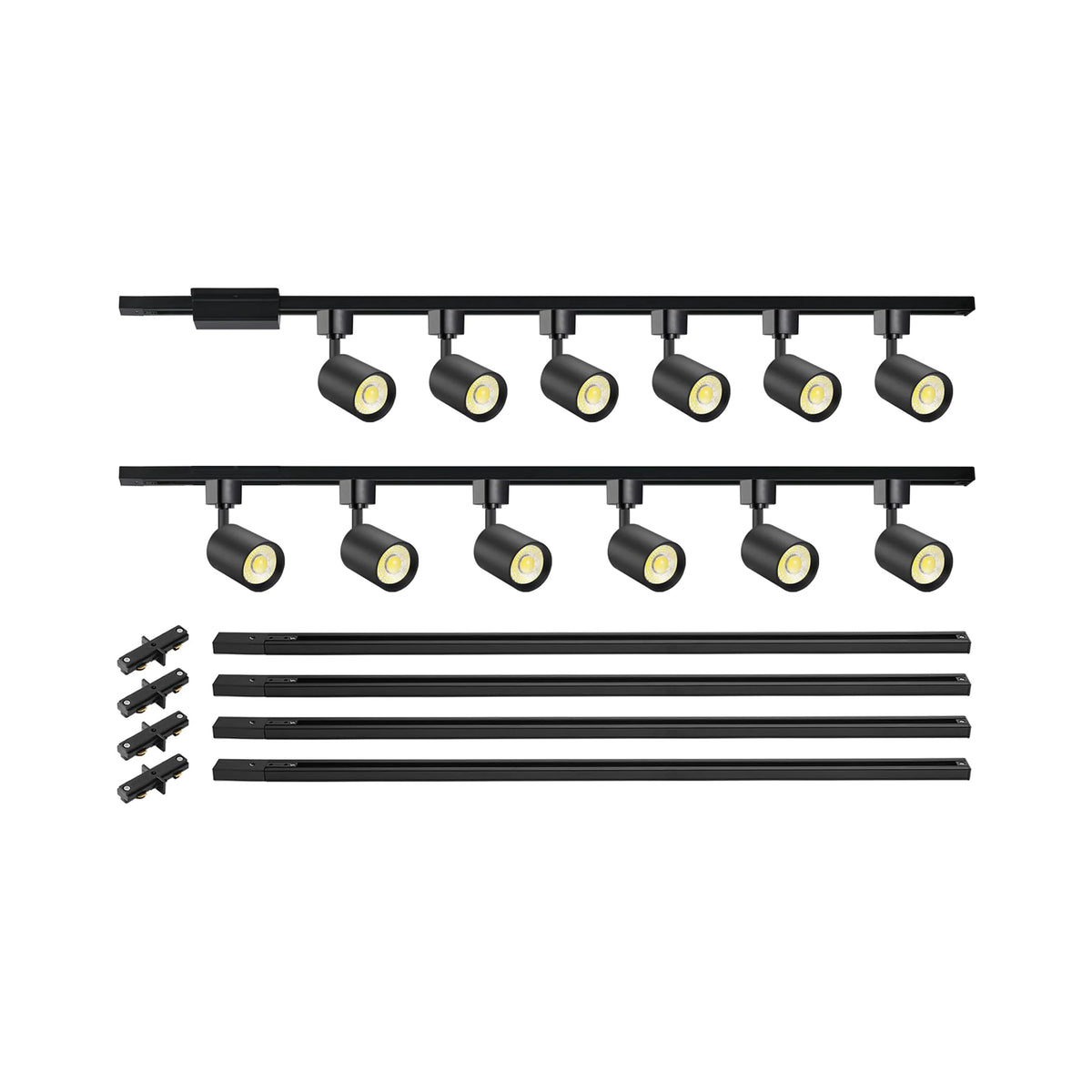 12-Light LED Track Lighting Kit with 13FT Track Rail and Floating Cano ...