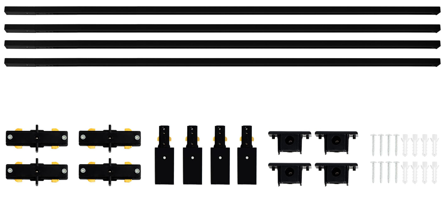 VANoopee 16FT H Track Lghting Rails H Type Track Light Rails Black H T