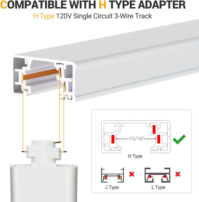 Track Light VANoopee 13FT H Ing Rails White, H Type Ing Kit With ...