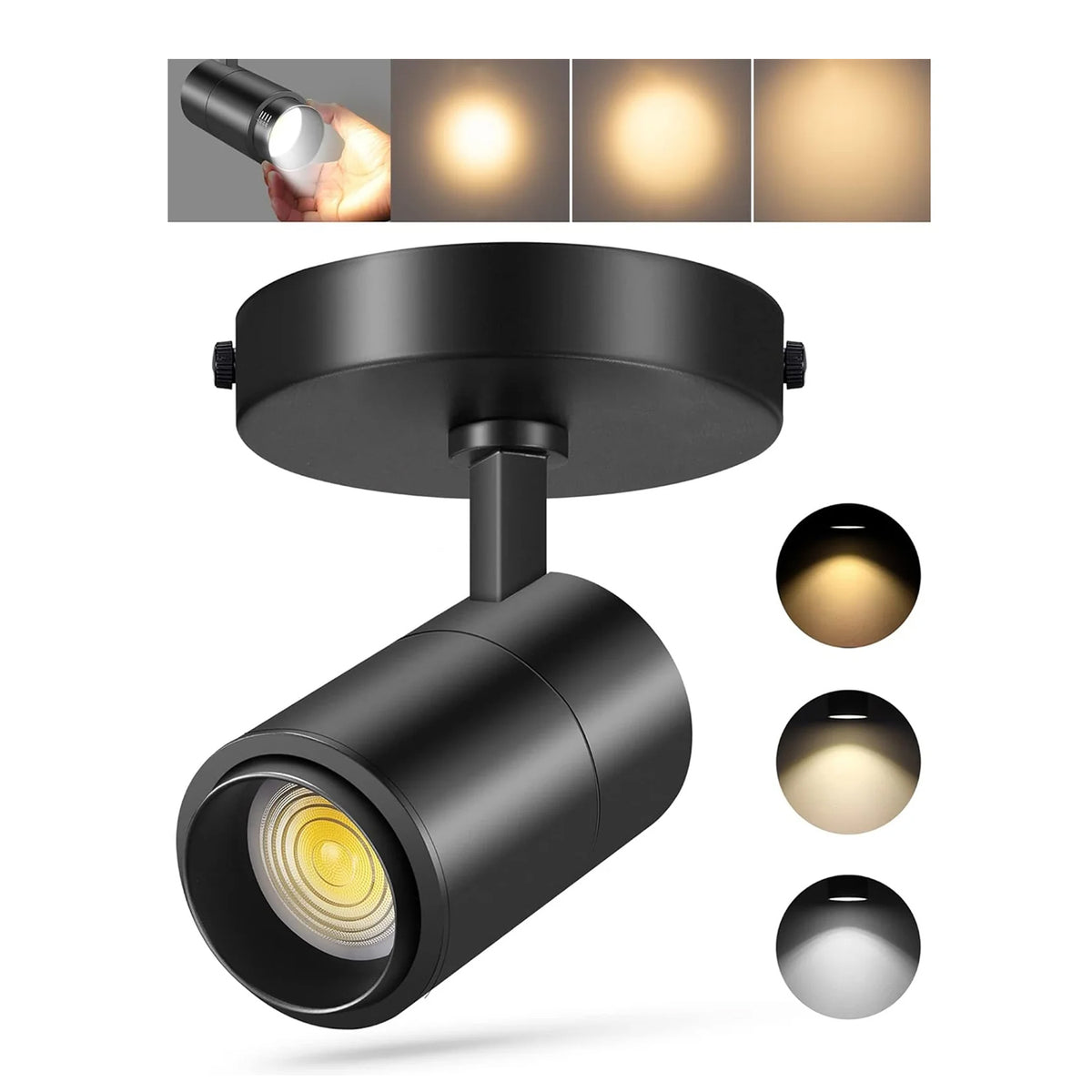 20W 3-Color Zoomable LED Ceiling Spotlight Flush Mount, 2000lm — VANoopee